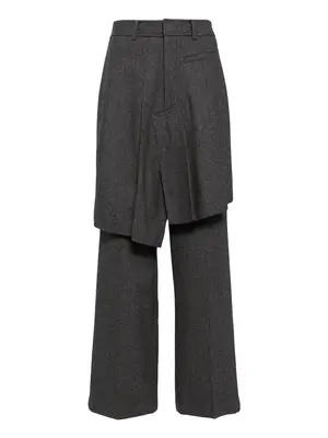 Goen.j Asymmetric Pleated Straight Pants - Grey
