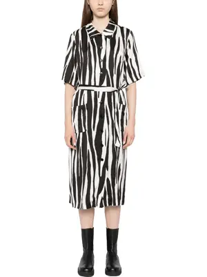 AGNÈS B. Zebra-printed Midi Shirt Dress - Black