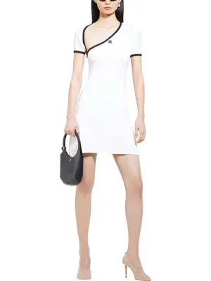 COURREGES Asymmetric-neck Mini Dress - White