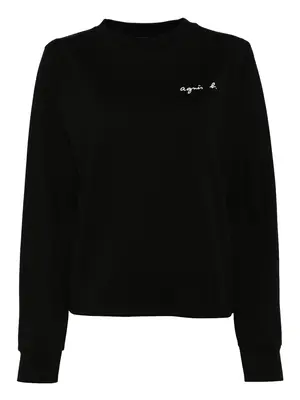 AGNÈS B. Logo Print Long-sleeved T-shirt - Black