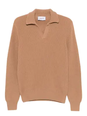 D4.0 Virgin Wool Polo Sweater - Brown