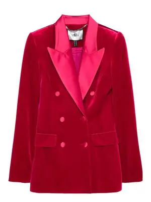NISSA Double-breasted Velvet Blazer - Pink