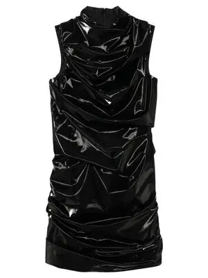 Alexander McQueen Laminated Mini Dress - Black