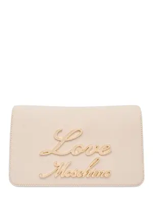 Moschino Logo Plaque Shoulder Bag - Neutrals