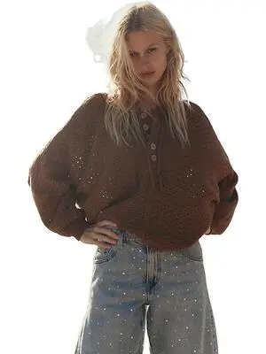 Free People Cabrera Sweater Pullover Macademia