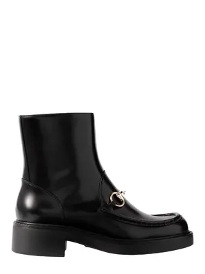 Gucci Horsebit-embellished Patent-leather Ankle Boots - Black