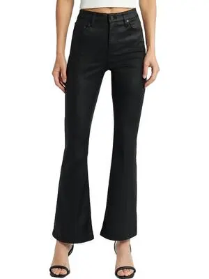 HIDDEN JEANS Coated High-waist Flare Leg Jeans - Black