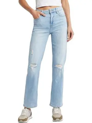 HIDDEN JEANS Ripped Straight Leg Jeans - Light Wash