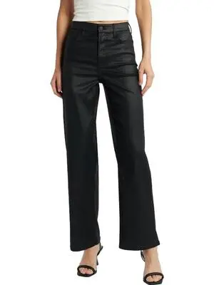 HIDDEN JEANS Coated Wide Leg Dad Jeans - Black
