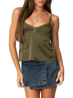 EDIKTED Blanca Lace Trim Camisole - Green