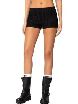 EDIKTED Textured Knit Shorts - Black