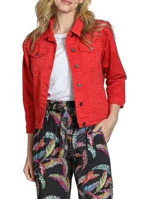 APNY APNY Puff Sleeve Denim Jacket Rocco Red