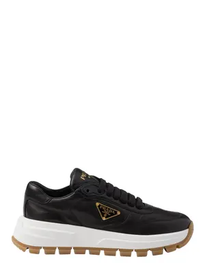 Prada Prada Leather Triangle Sneakers Black