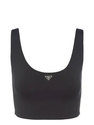 Prada Sleeveless Triangle Crop Top - Black
