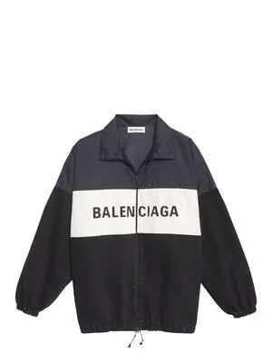 Balenciaga Logo Zip-up Track Jacket - Black