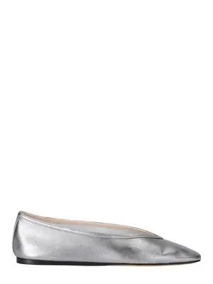 Le Monde Beryl Leather Luna Ballet Flats Silver