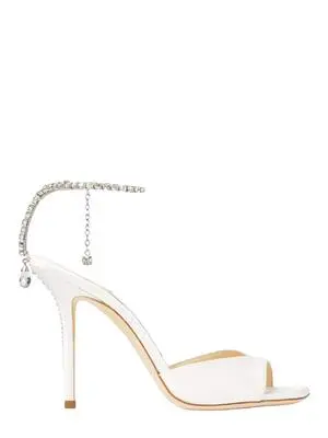 JIMMY CHOO Saeda 100 Satin Sandals - Ivory
