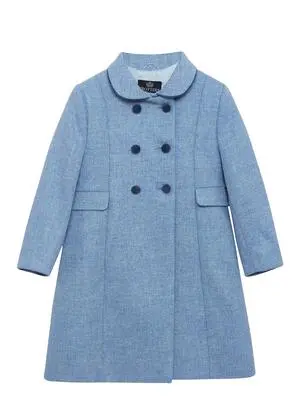 Trotters Wool Double-breasted Coat - Blue