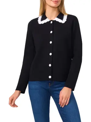 CECE DUPRAZ CeCe Collared Cardigan Rich Black