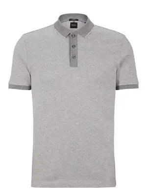 BOSS Cotton-silk Polo Shirt Silver
