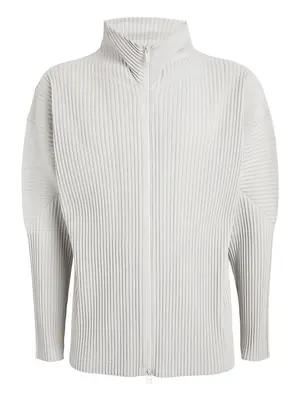 Issey Miyake Zip-up Pleated Cardigan - Grey