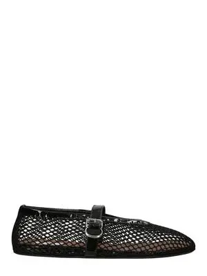 Alaïa Leather Mesh Ballet Flats - Black