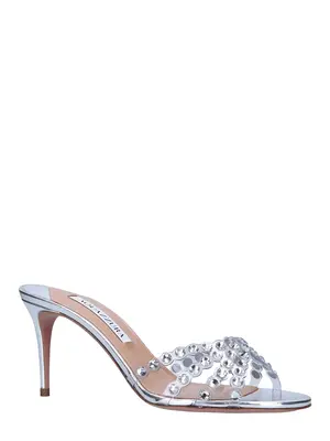 AQUAZZURA Aquazzura Tequila 75 Embellished Mules Silver