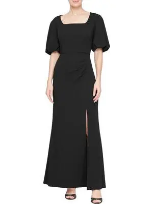 ALEX EVENINGS Alex Evenings Square Neck Column Gown