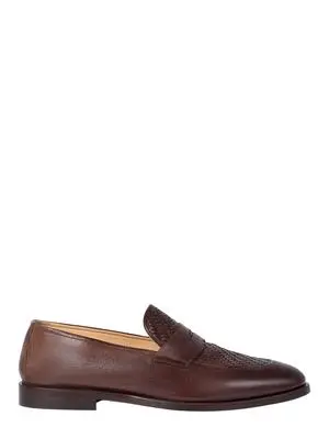 Brunello Cucinelli Leather Woven Loafers - Brown