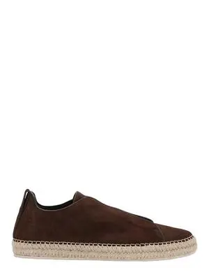 Zegna Suede Triple Stitch Espadrilles - Brown