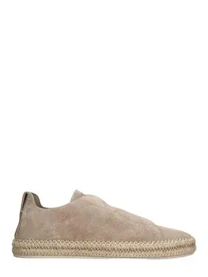 Zegna Suede Triple Stitch Espadrilles - Grey