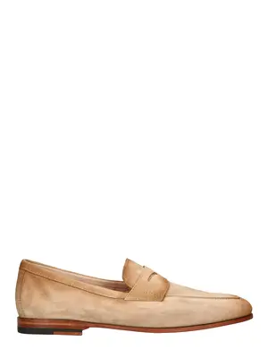 Santoni Santoni Suede Penny Loafers Beige