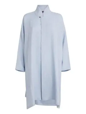 Eskandar Silk Stand-collar Shirt - Blue