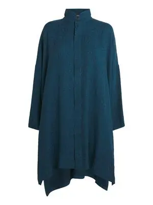 Eskandar Eskandar Silk Floral Stand Collar Shirt Turquoise