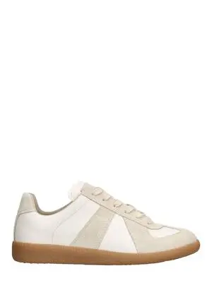MAISON MARGIELA Leather And Suede Replica Sneakers Beige