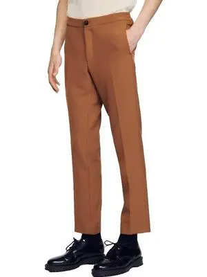 Sandro Sandro Straight-Leg Technical Jersey Trousers Caramel