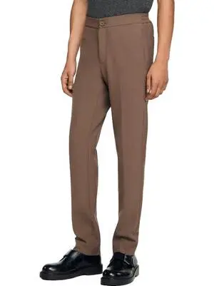 Sandro Straight-leg Jersey Trousers - Light Taupe