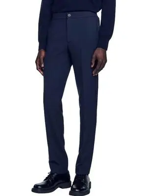 Sandro Straight-leg Technical Jersey Trousers - Navy Blue