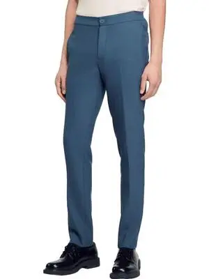Sandro Sandro Straight-Leg Technical Jersey Trousers Thunderstorm Blue