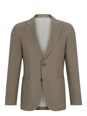 BOSS Virgin Wool-cotton Slim Blazer - Green