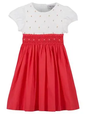 Trotters Willow Rose Hand-Smocked Dress Red