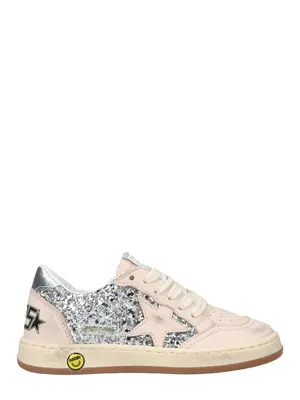 GOLDEN GOOSE Leather Ball Star Sneakers Silver