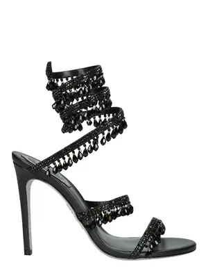 Rene Caovilla Satin Chandelier Sandals 105 - Black
