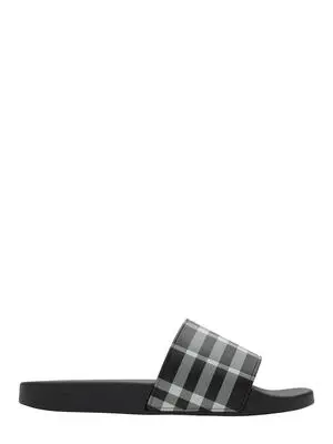 Burberry Check Print Slides - Black