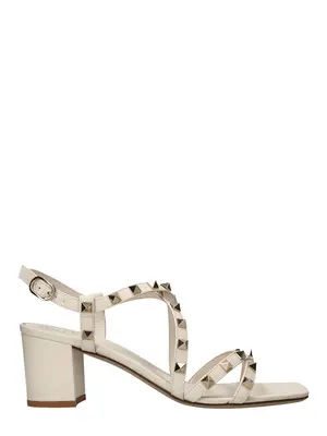 Valentino Garavani Valentino Garavani Leather Rockstud Sandals Ivory