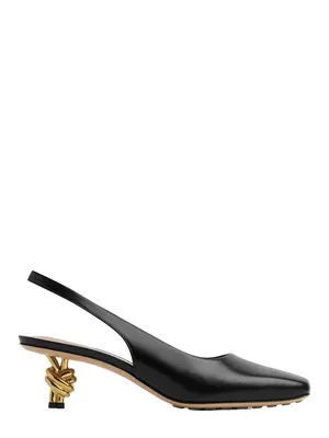 Bottega Veneta Leather Knot Slingback Pumps 45 - Black