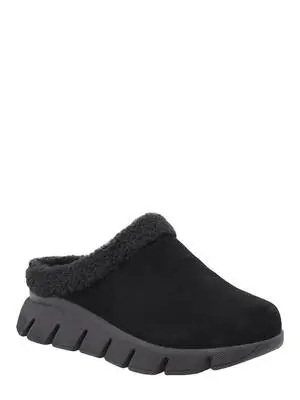 Mia Genuine Shearling Slipper - Black