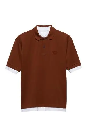 Prada Cotton Layered Polo Shirt - Brown