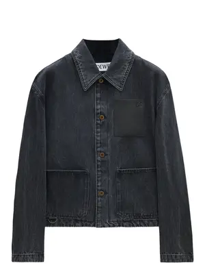 Loewe Leather-trimmed Denim Jacket - Black
