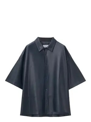 Loewe Leather Short-sleeve Shirt Navy